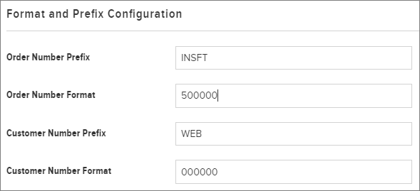 Customizing the prefix and format for order and customer numbers